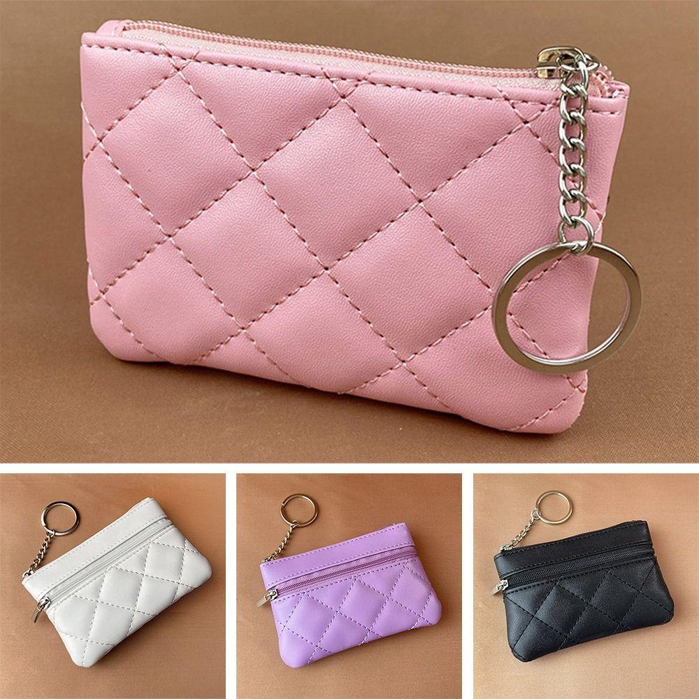 Buy PU Leather Women Clutch with Key Ring Mini Coin Purse Wallet Money ...