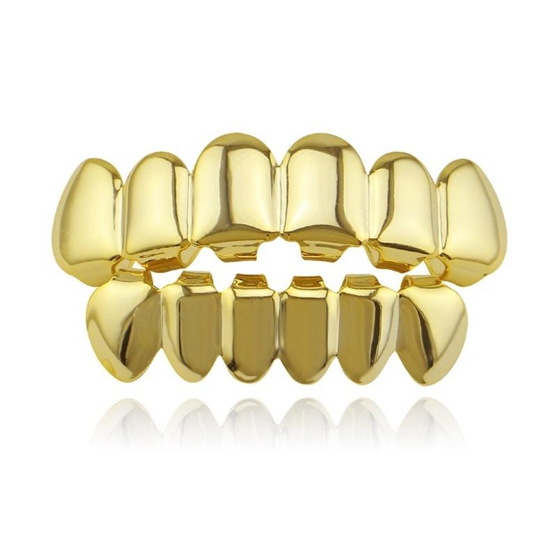 Buy Gold Plated Hip Hop Single Tooth Grillz Cap Top Bottom Grill Gold ...