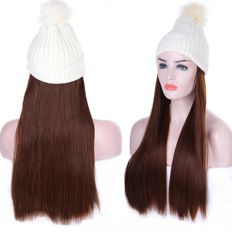 Cheap LUPU Hat Wig Synthetic Long Wavy Wigs For Women Hat Knitted Warm ...