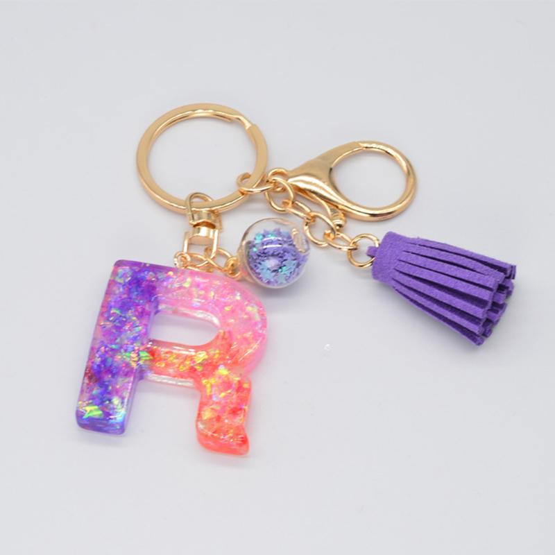 Buy Letter Alphabet A-Z Arylic Keychain Women Key Chains Ring Car Bag ...
