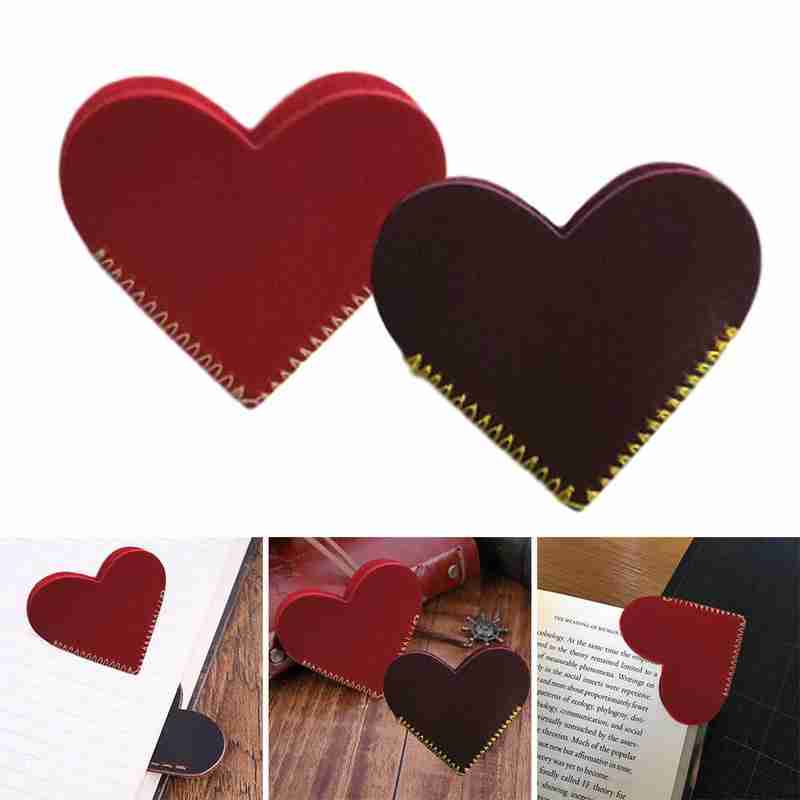 Buy 1pcs PU Bookmark Love Heart Design Vintage Bookmark School ...