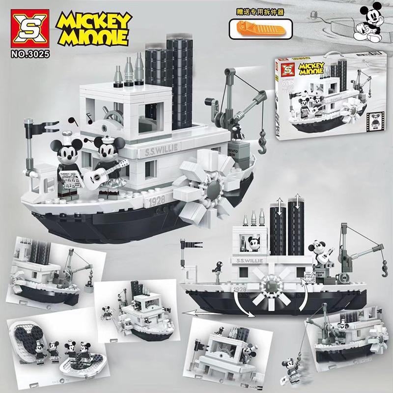 Buy Mickey Mouse Building Blocks Sets Bricks Mickey Minnie Steamboat ...