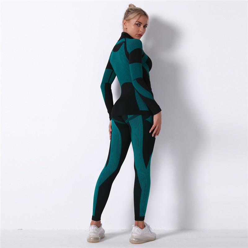 Cheap Seamless Sets Nessaj 2 Pcs High Waist Leggings+Long sleeve Top Workout Sport Suit Seamless ...