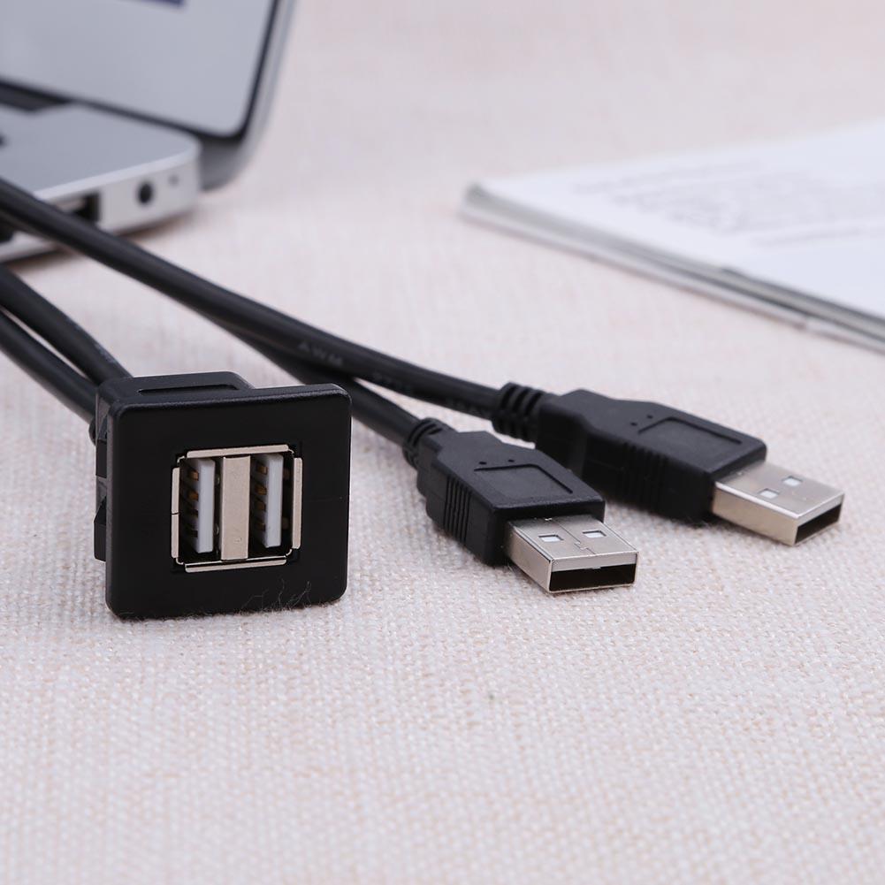 Buy 1m USB Panel Flush Mount Cable Dual USB2.0 A Male To Female Car ...