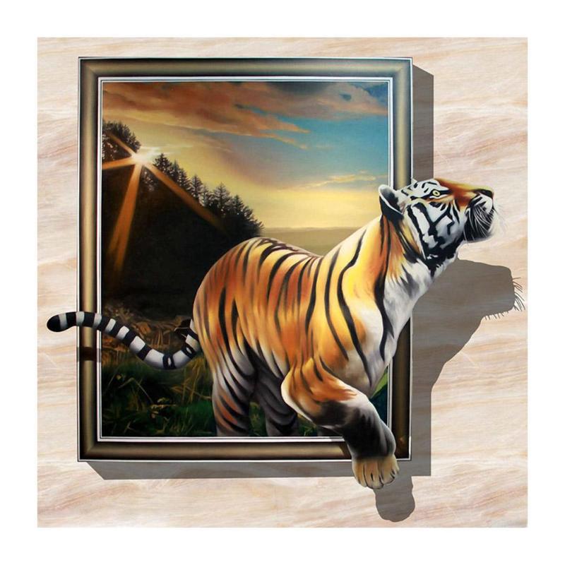 Running Tiger 5D DIY Full Drill Round Diamond Painting Embroidery Kits ...