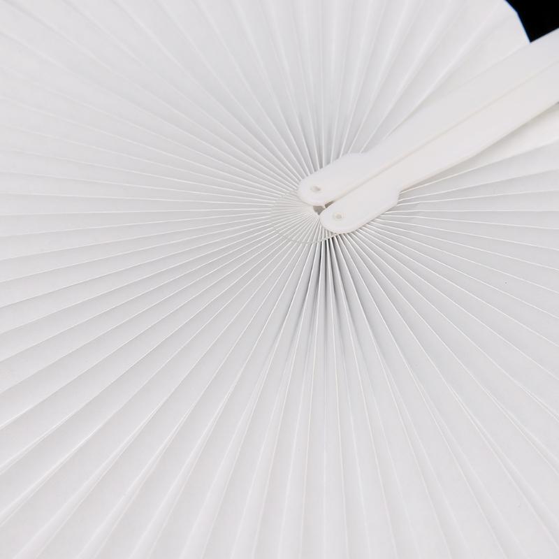 Blank Folding Fan Handmade White Hand Fans Round Circle Wedding Party ...