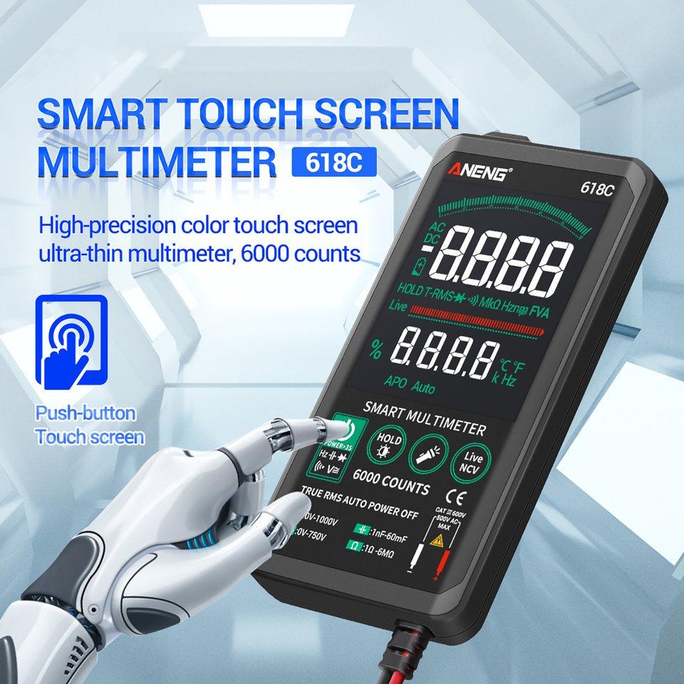 Digital Multimeter ANENG 618C Smart Touch DC Analog Bar True RMS Auto ...