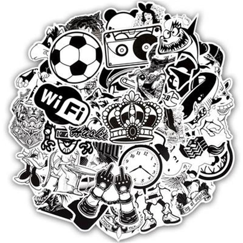 Buy 50 PCS Black and White Series Sticker Graffiti Rock Funny ...