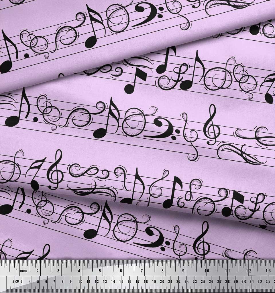 Köp Soimoi Purple Japan Crepe Satin Fabric Notes Musical Instrument ...