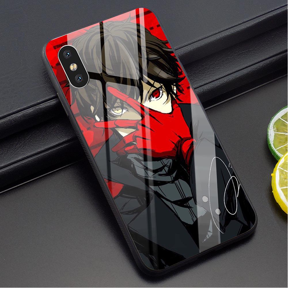 Buy P5 P Persona 5 Tempered Glass Phone Cover for iPhone 6S Case 8 XR X ...