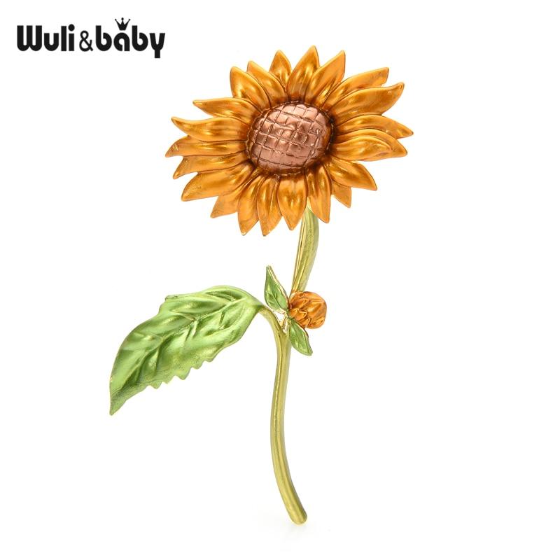 Buy Wuli&baby New Enamel Sunflower Brooches Women Men Flower Weddings ...