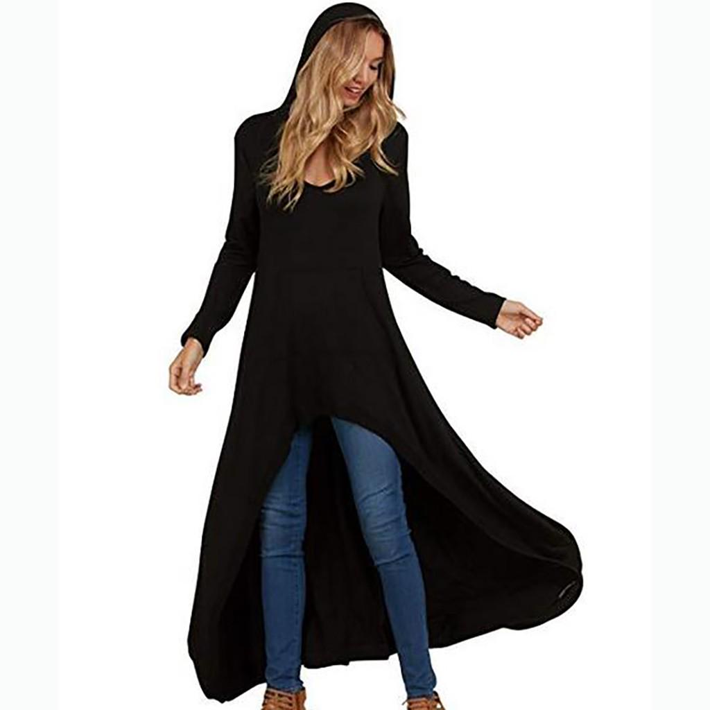 Buy Women Sleeve High Low Hooded Casual Long Maxi Tunic Tops at ...