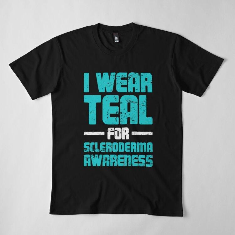 Men Premium Cotton Harajuku T-Shirt Teal Scleroderma Awareness Gift ...