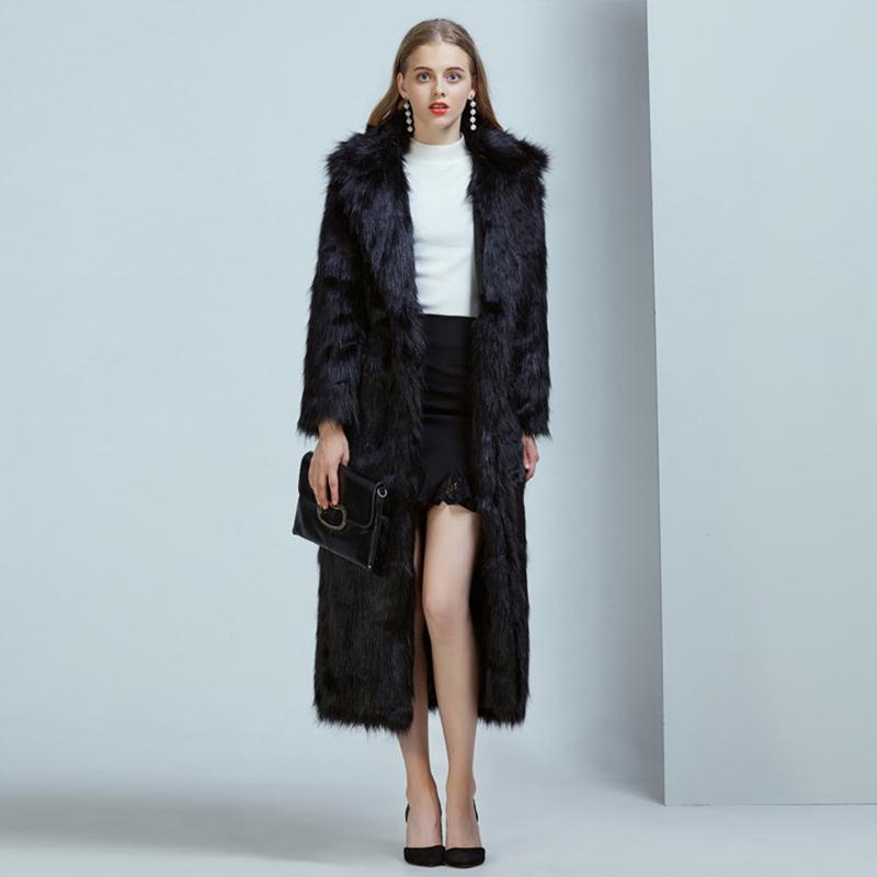 Buy Winter Women High Street Luxury Long Faux Fur Coat Lady Vintage ...