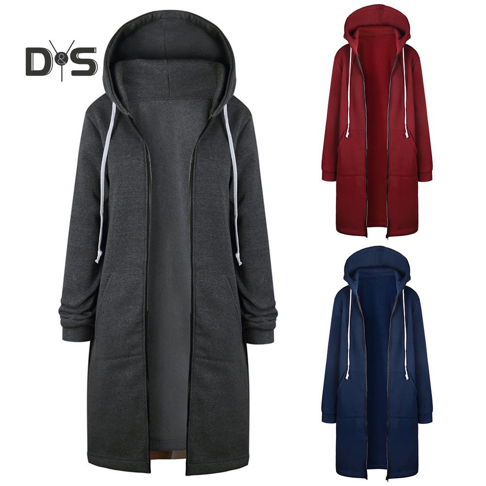 Buy autumn Chic Lady Solid Color Long Sleeve Casual Hooded Sweatshirt ...