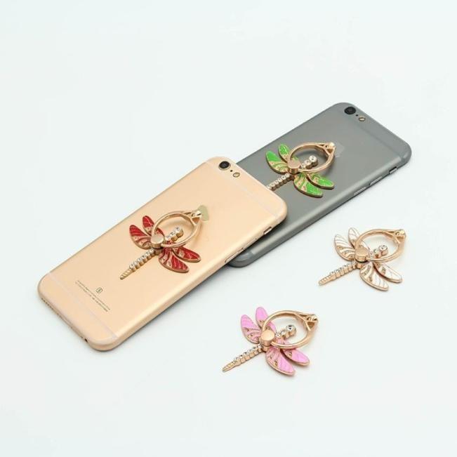 Buy Fashion Delicate Metal Diamond Dragonfly Phone Holder Multifunction ...
