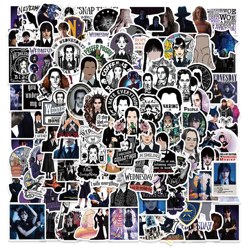 10/60/120PCS Wednesday Addams Stickers American TV Series Graffiti ...
