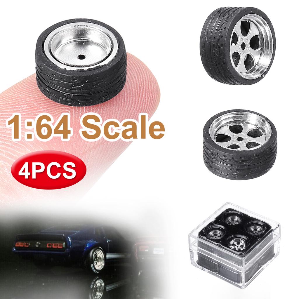Buy 10Mm Diameter Car Wheel Set Alloy+Metal Rubber Tires Rims Axles For ...