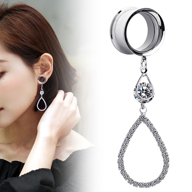 1Pc Drop Crystal Pendant Ear Tunnel Plugs and Gauges Flesh Piercing ...
