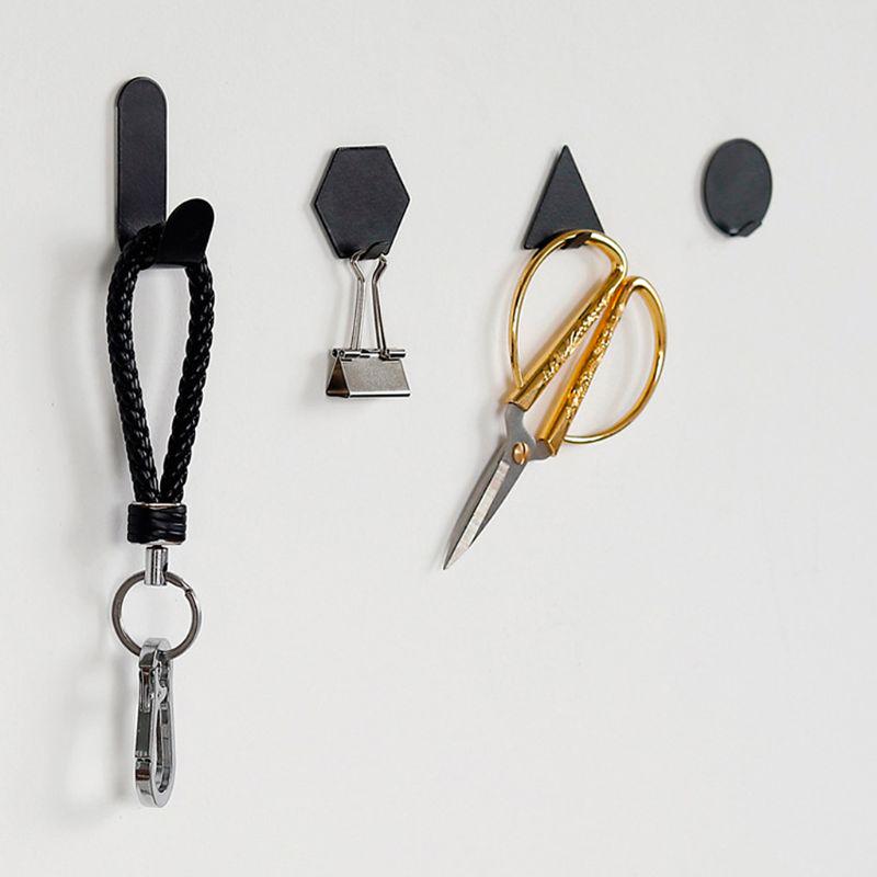 4Pcs Geometric Iron Adhesive Wall Mounted Sticker Hook Holder Hanger ...