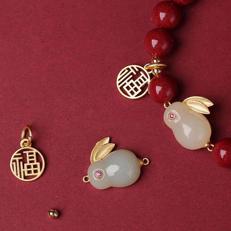 Buy Fashion Creative Lucky Rabbit Imitation Cinnabar Beaded Bracelet ...