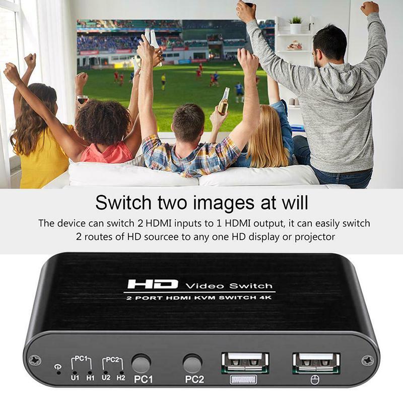 Buy 2 Port Hdmi Kvm 4K Switcher Splitter For Sharing Monitor Keyboard ...