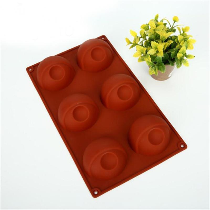 Buy 6 Cavity Half Circle Shape 3D Silicone Baking Cake Molds Mold for ...