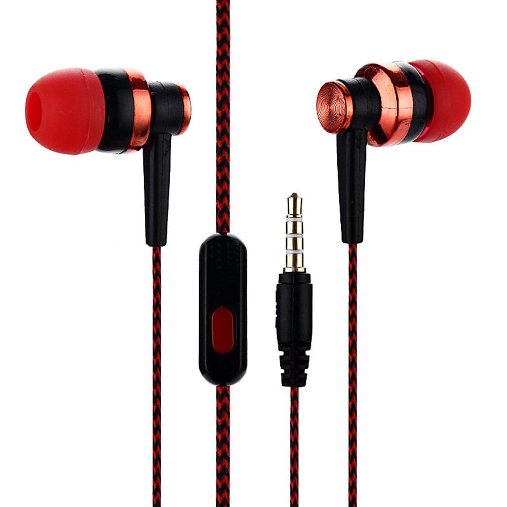 Buy Wired Earphone Universal Braided Wire In-Ear Subwoofer Music Wired ...