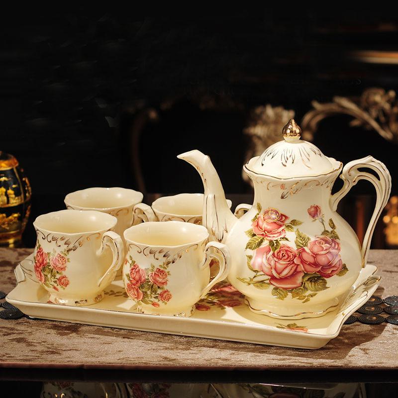 Buy European Style Ceramics Afternoon Tea Tea Set with Tray Coffee Cup British Whole Set Home ...