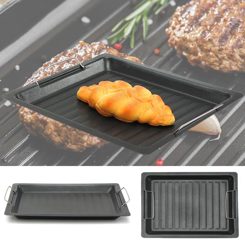 Buy 30x25CM Non-Stick Cast Steel Reversible Griddle Plate Grill Pan ...