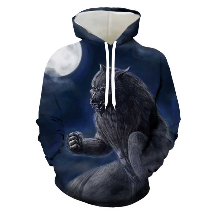 Buy 3d Print Handsome Animal Wolf Hoodie Men's Sweatshirt Autumn Unisex ...