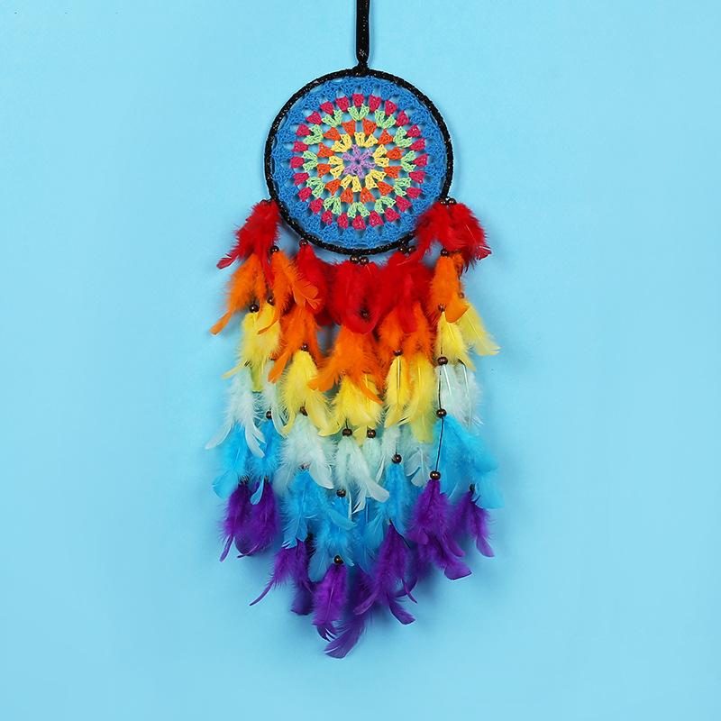Buy Indian Style Dream Catcher Net Pendant Colorful Feather Woven Net ...