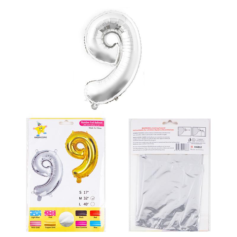 Buy 10Pcs 32 Inch Silver Gold Foil Number Balloons Digital Globos ...