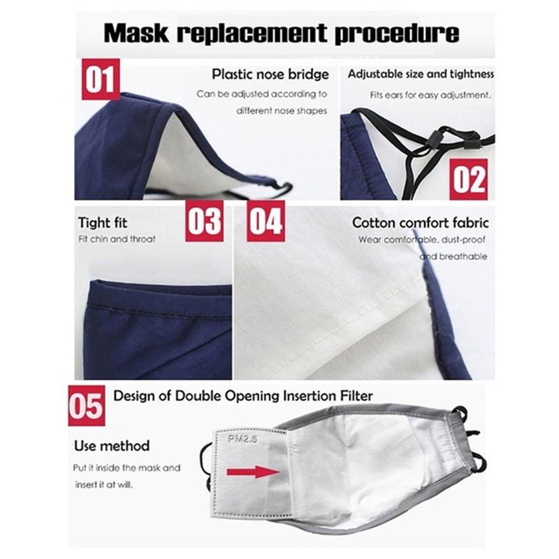 Buy Women Men Soft Breathable Cotton Mask With Filters Reusable Pure ...
