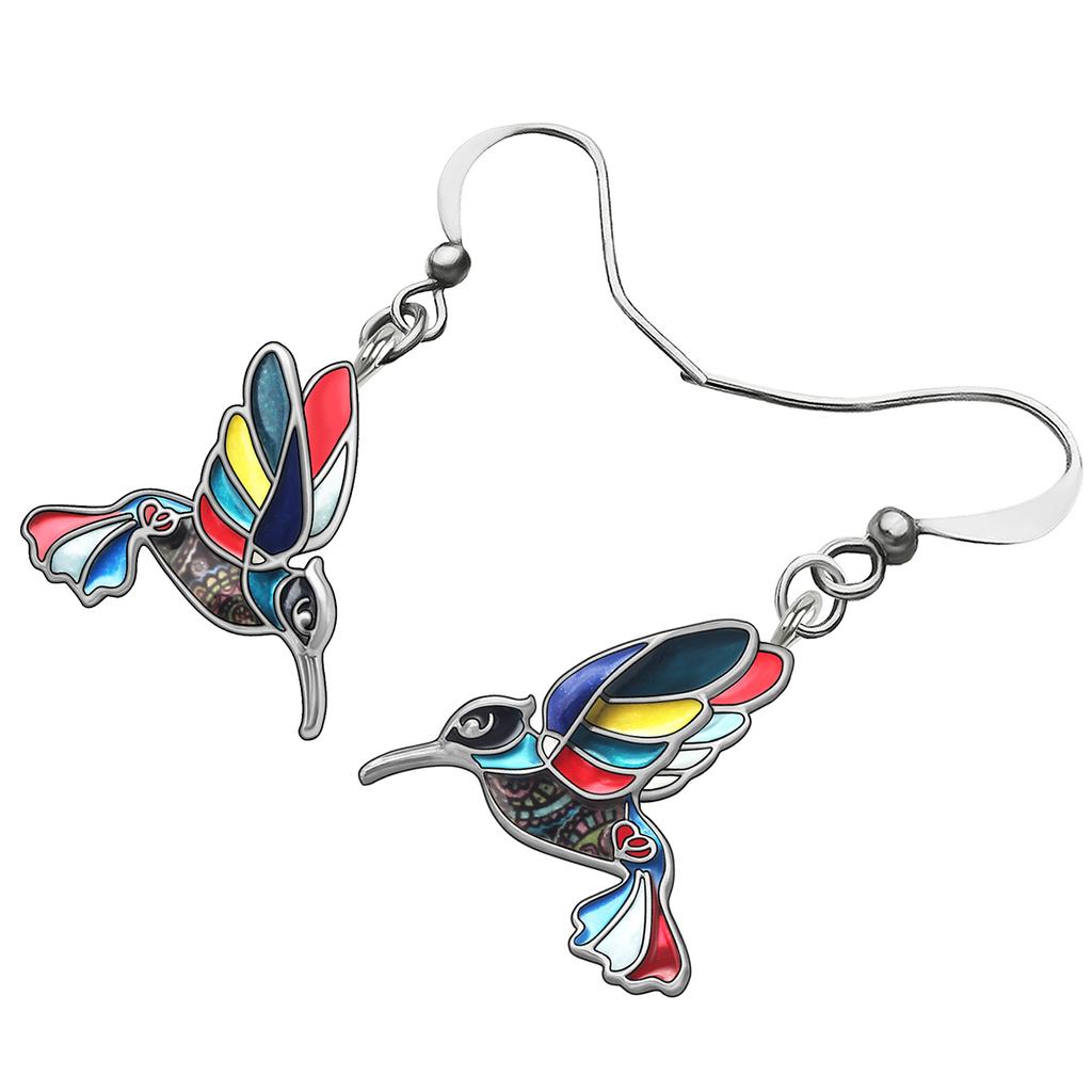 Buy Enamel Alloy Colorful Flying Hummingbird Earrings Sweet Birds ...