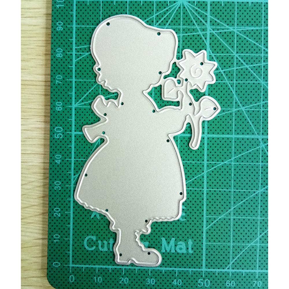 Buy cutting dies Little girl taking flowers Metal Cutting Dies ...