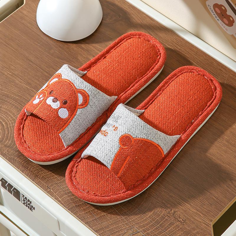 Cheap Linen Fabric Slippers Women Summer Couple Home Home Wooden Floor ...