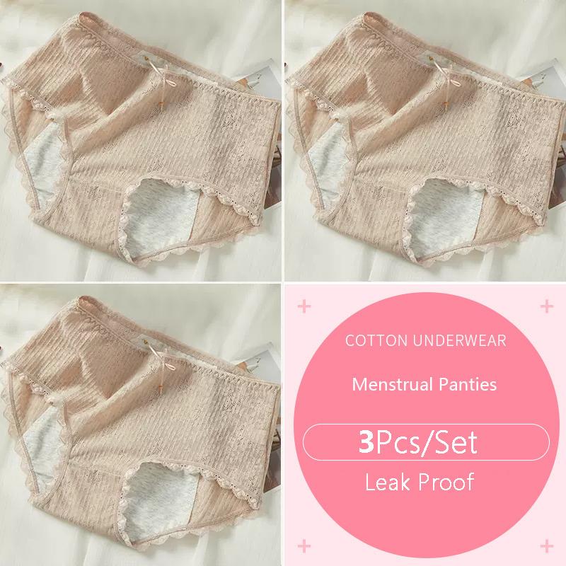 Cheap 3pcs Set Leak Proof Women Menstrual Panties Breathable Cotton