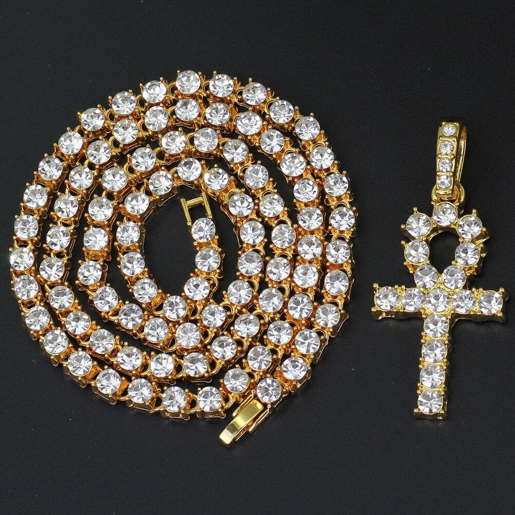 Buy Iced Out Classic Style Cross Pendant Necklaces Rhinestone Tennis ...