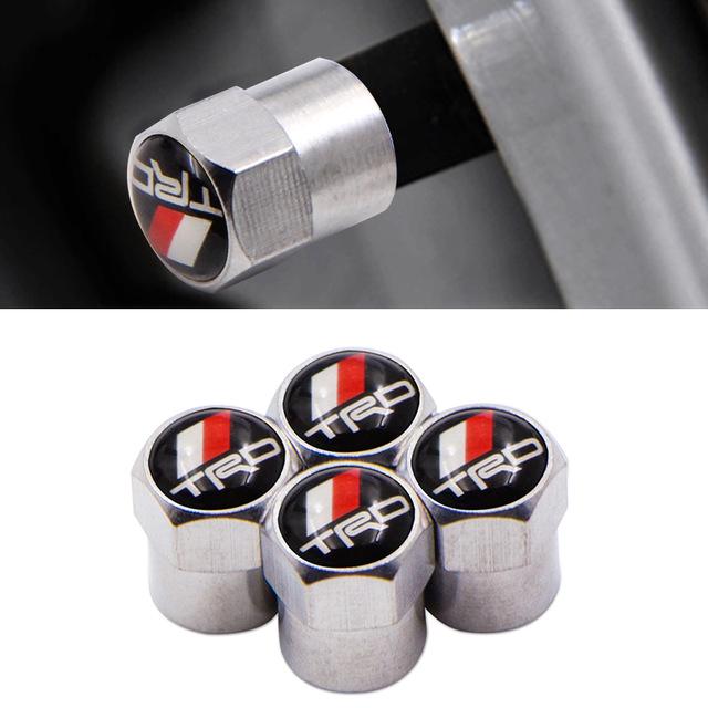 4Pcs TRD Logo Metal Wheel Tire Valve Stems Caps for Camry Prius Vios ...
