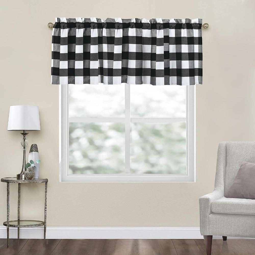 Through Pole Type Drapery Short Curtain for Kitchen Bedroom Living Room ...