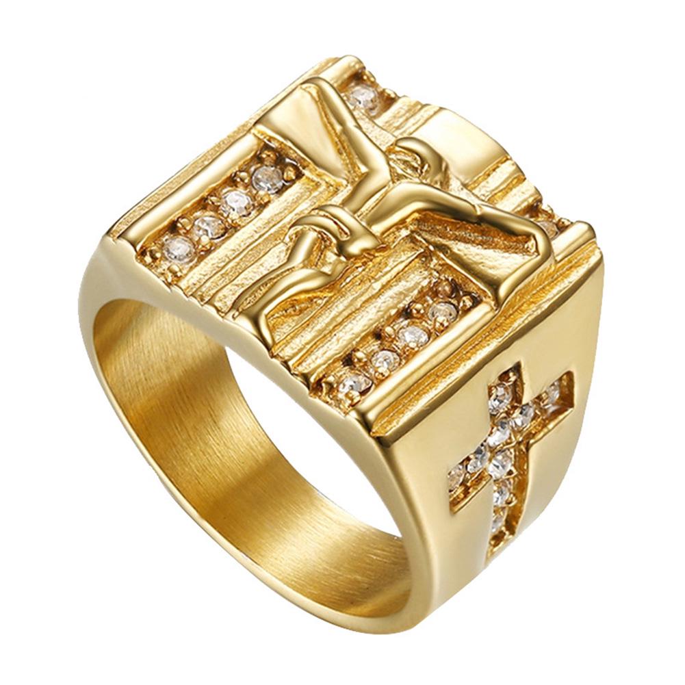 Buy Groovy Ring Chic Jesus Cross Carved Ring Unisex Wedding at ...
