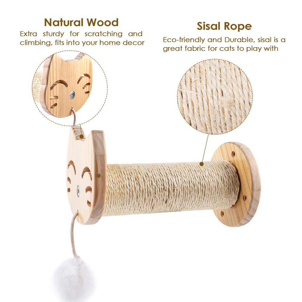 Mur Cat Scratching Post Shelf Perch Climber Sisal Rope Scratcher Jouet ...