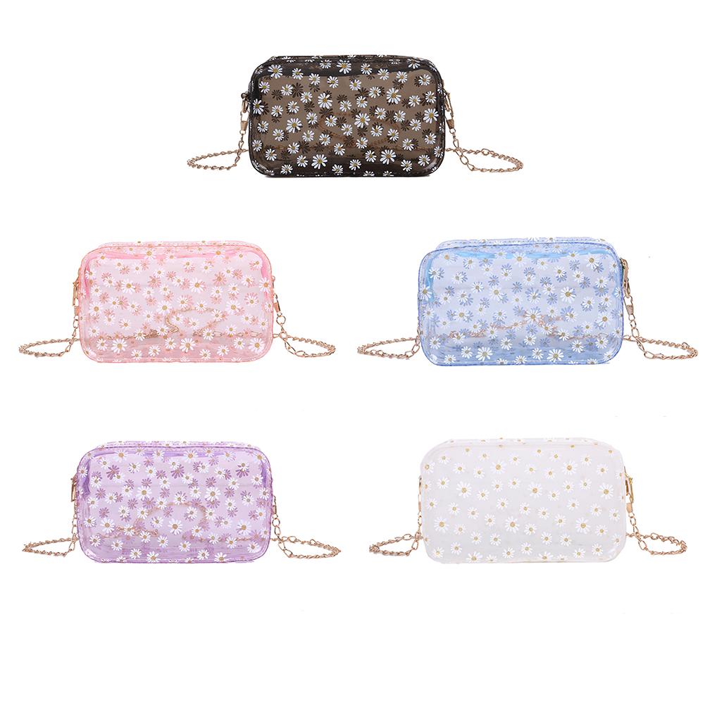 Buy Chain Small Shoulder Bag Women Daisy Flower PVC Transparent ...