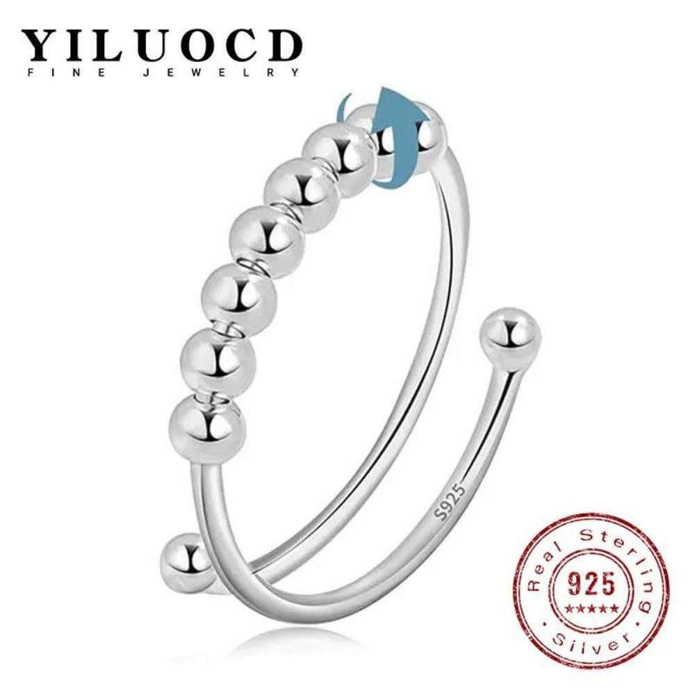 Buy New 925 Sterling Silver Stress Relief Fidget Spinner Rings Rotate ...