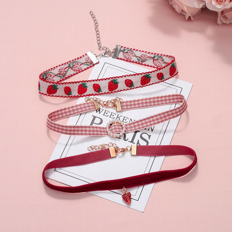 Cheap Cute Red Strawberry Pendant Collar Necklace For Women Girls Party ...