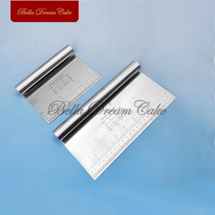 Buy 6"/8" Stainless Steel Cake Scraper DIY Dough Pastry Spatulas ...