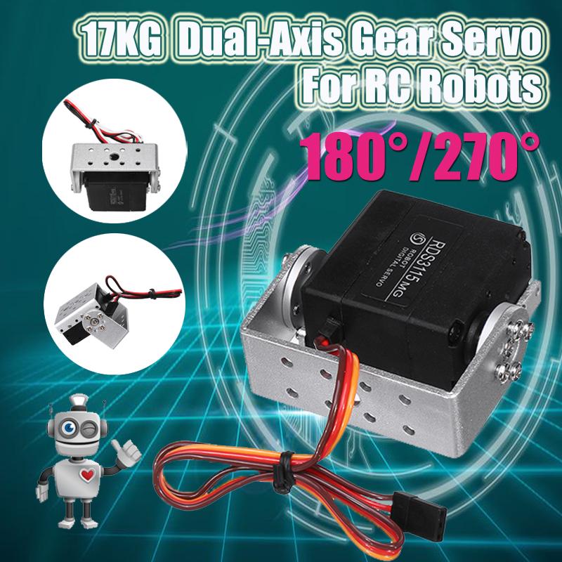 Buy RDS3115MG 17KG 180° 270° Angle Digital Metal Gear Servo Dual Shaft ...