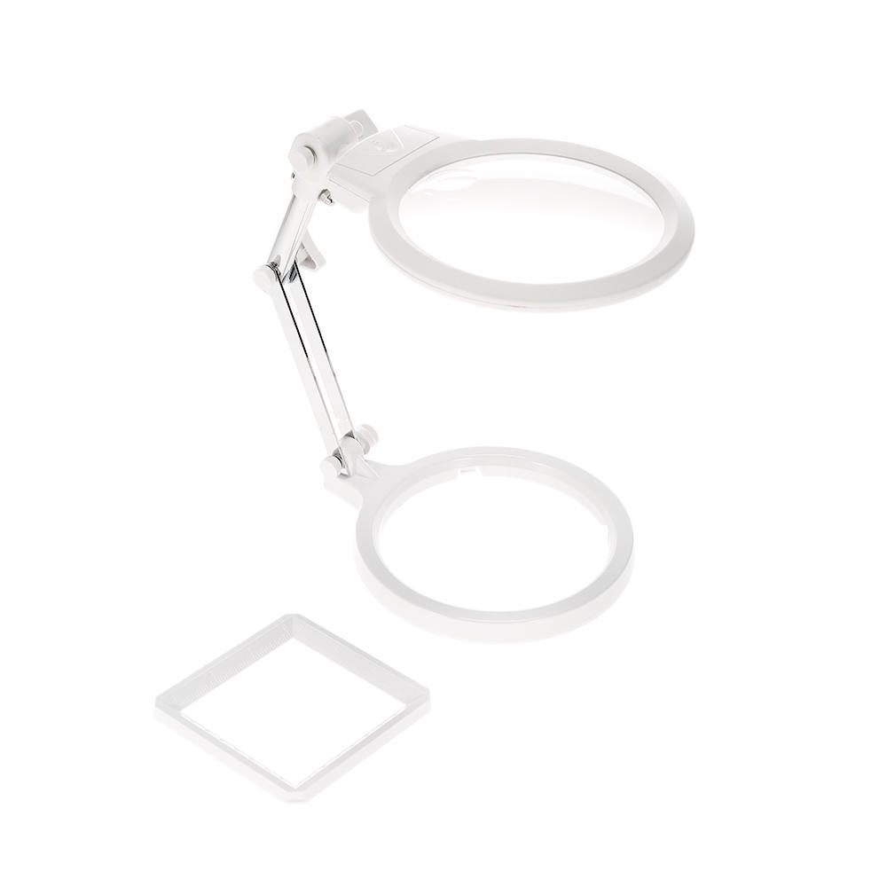 Multi-functional Foldable Magnifier 125mm 2X 26mm 6X 2 LED Lights Table ...
