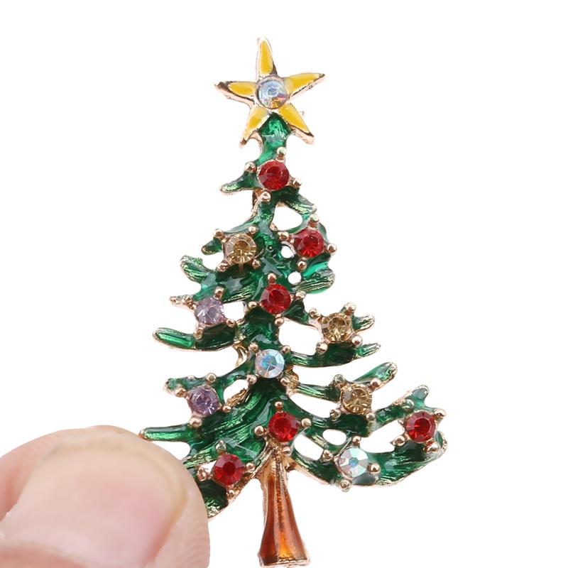 Buy Rhinestone Crystal Brooch Enamel Gorgeous Christmas Tree Pin ...